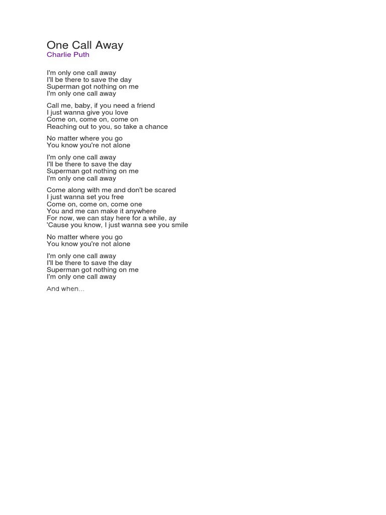 One Call Away | PDF