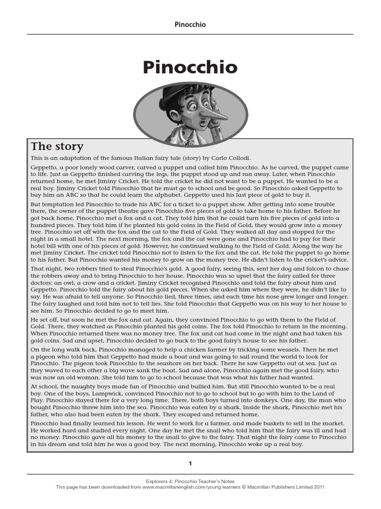 EX4 Pinocchio TEACHER NOTES PDF | PDF | Pinocchio | Syntax