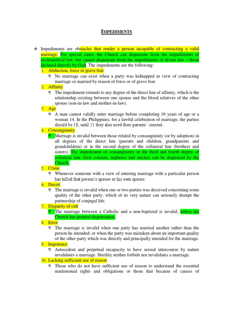 Impediments | PDF | Marriage | Intimate Relationships
