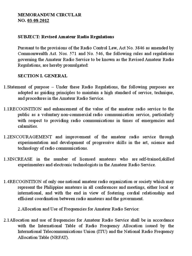 Revised Amateur Radio Regulations Guide | PDF | Amateur Radio | Radio ...