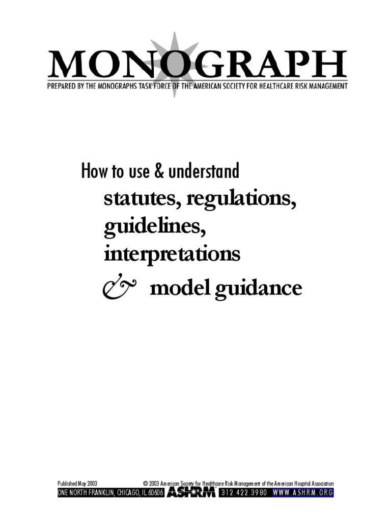 Statutes, Regulations, Guidelines, Interpretations Model Guidance | PDF ...