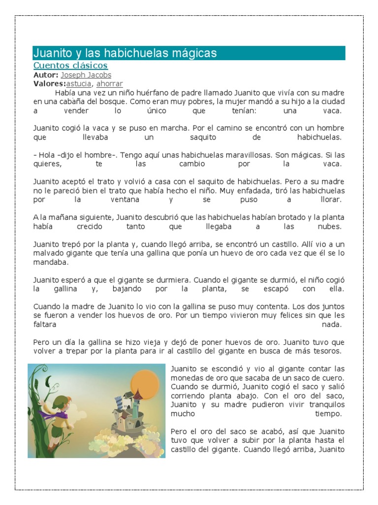 Juanito y Las Habichuelas Mágicas | PDF | Jack y las habichuelas ...