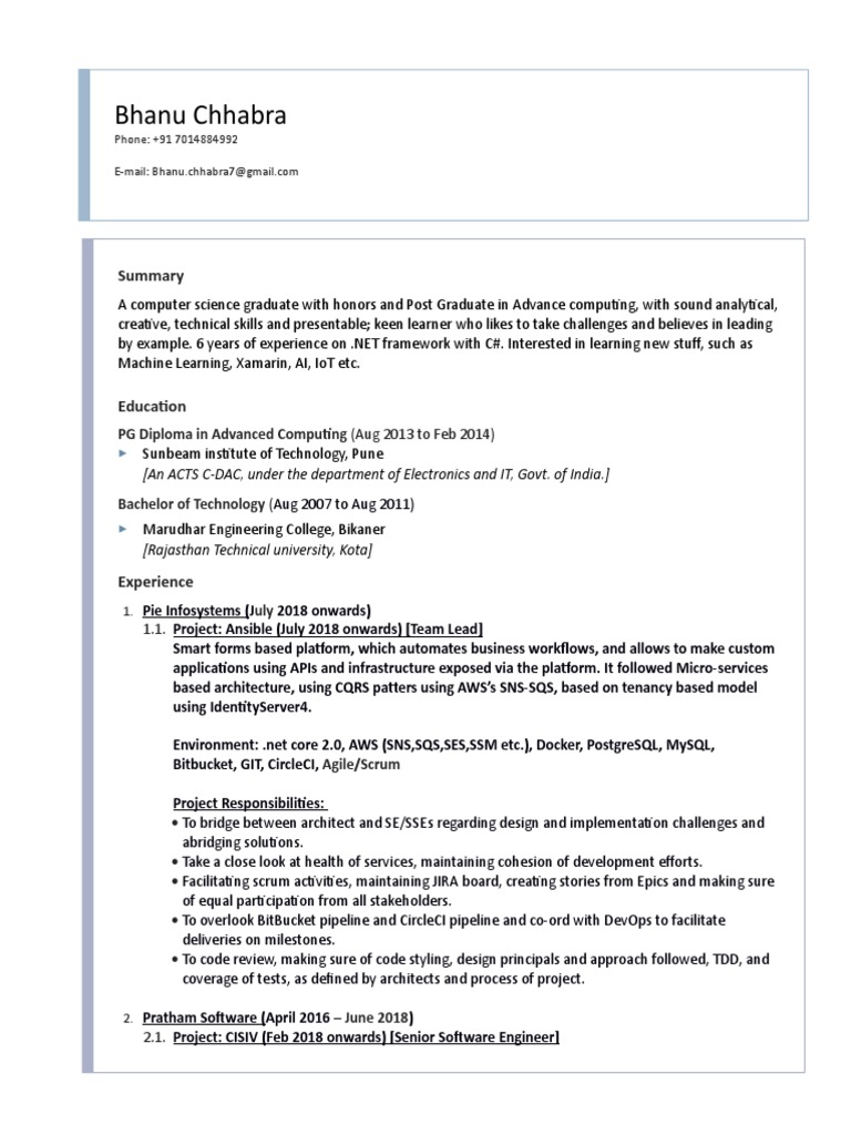 Bhanu Chhabra Resume | PDF | Xml | Windows Presentation Foundation