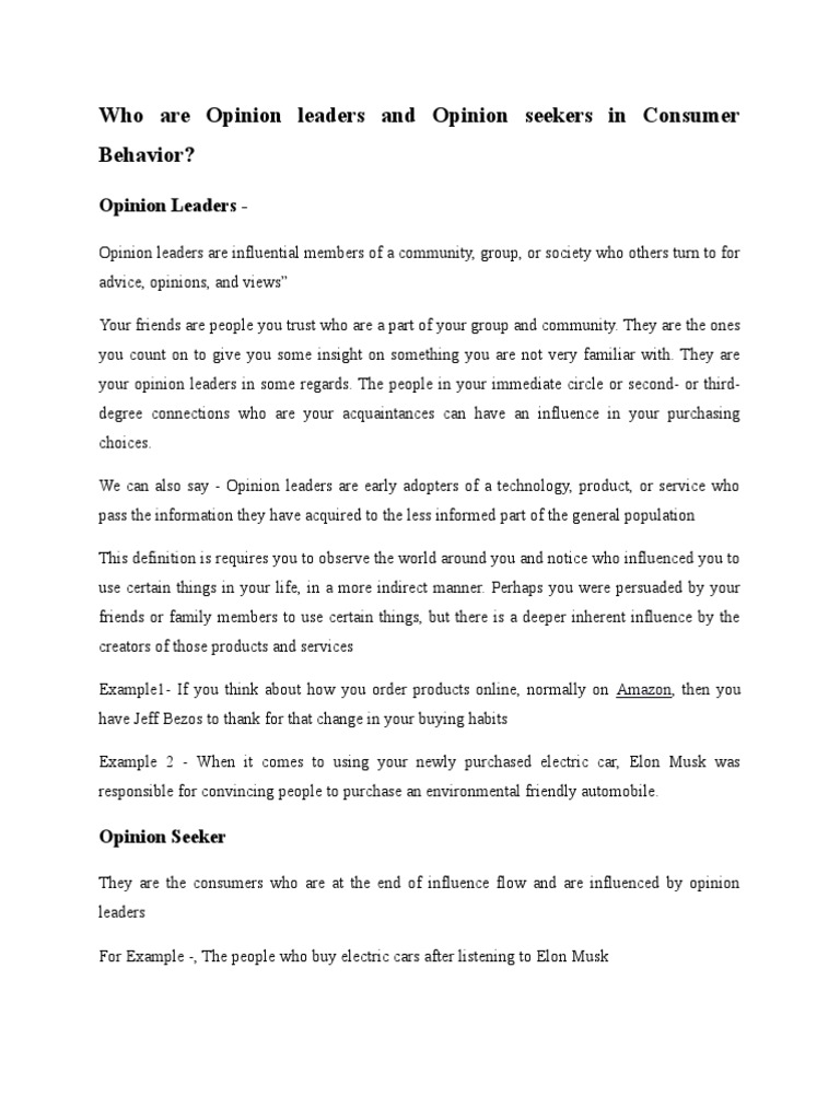 Defining Opinion Leaders and Opinion Seekers: Key Influencers in ...