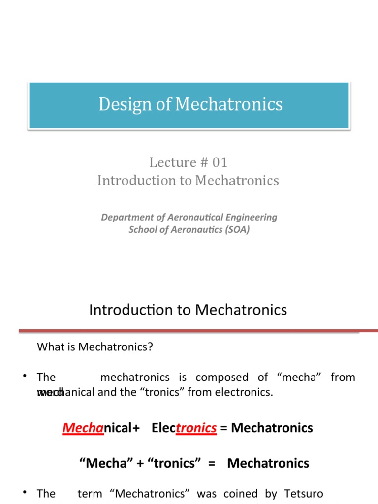 Design of Mechatronics: Lecture # 01 Introduction To Mechatronics | PDF | Mechatronics | Control ...