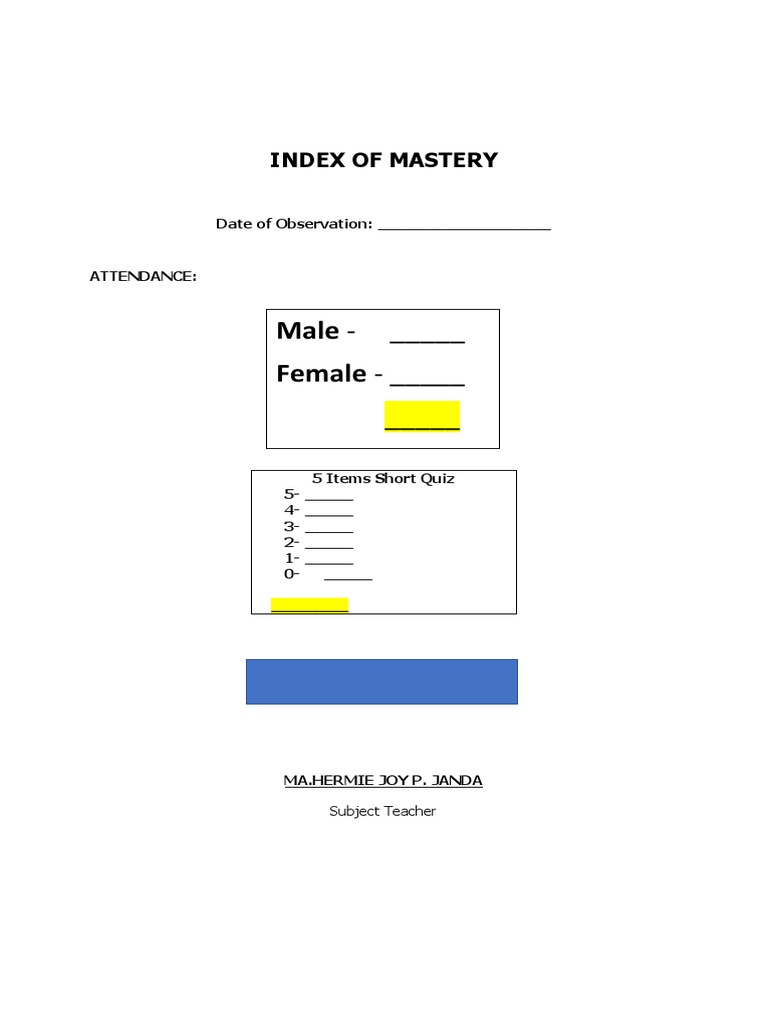 Index of Mastery Format | PDF