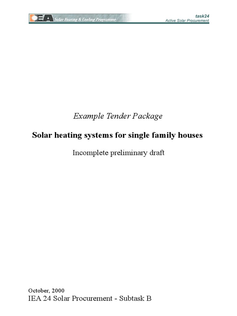 Example Tender Package: Solar Heating Systems For Single Family Houses ...