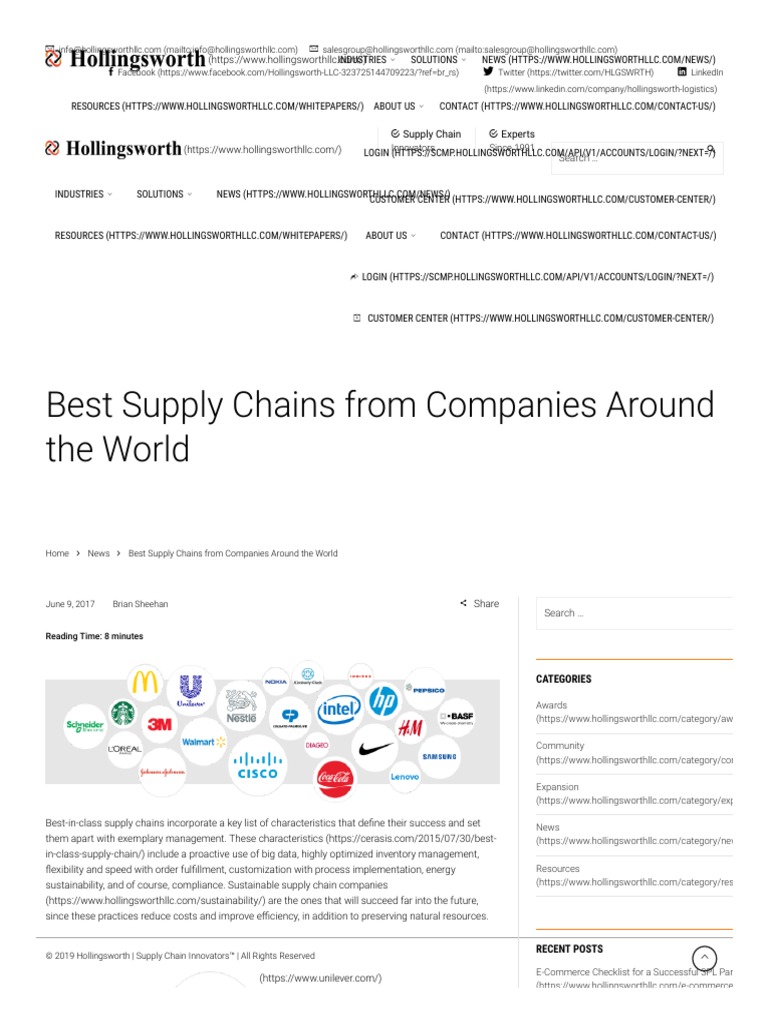 Scm- Best Companies | Supply Chain | Sustainability
