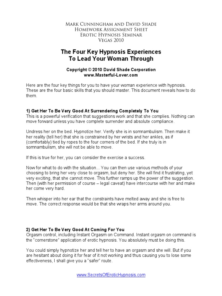 The Four Key Hypnosis Experiences PDF | PDF | Hypnosis | Orgasm