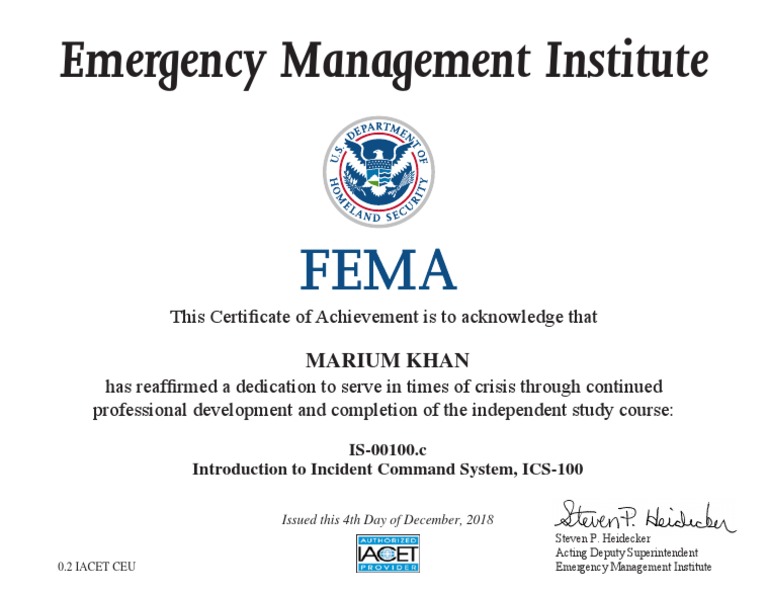 Fema Ics 100 | PDF