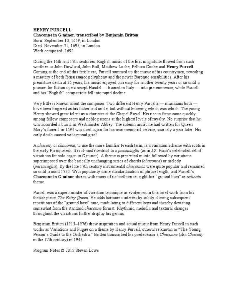 Henry Purcell PDF | Download Free PDF | Variation (Music) | Performing Arts