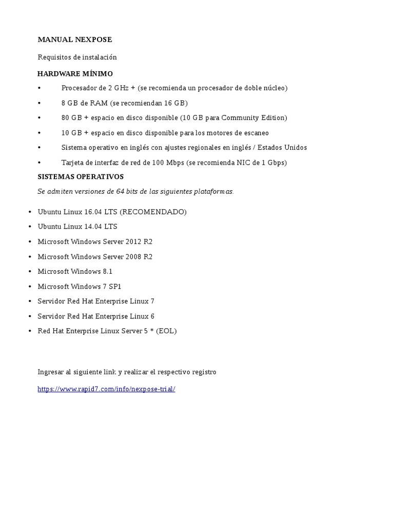 Manual de Instalacion Nexpose | PDF