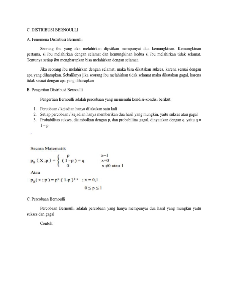 Konsep dan Contoh Distribusi Bernoulli | PDF | Karier & Perkembangan ...