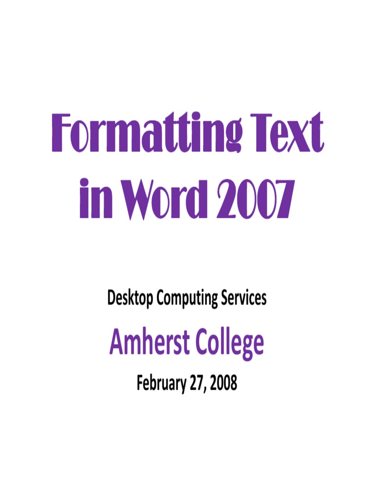 Formatting Text in Word 2007 | Download Free PDF | Paragraph | Written ...