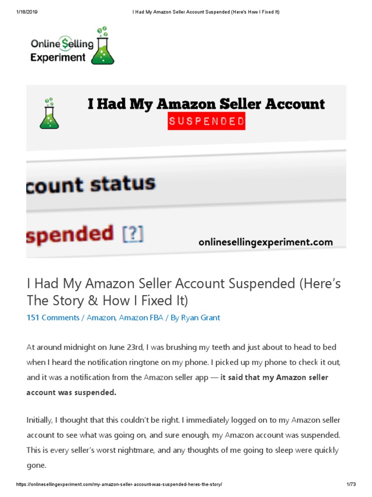 I Had My Amazon Seller Account Suspended (Here's How I Fixed It) | PDF | Inventory | Business