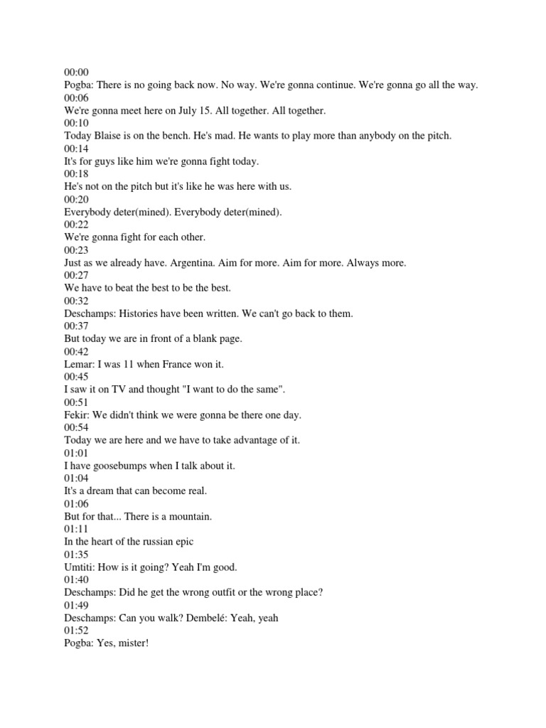France 2018 World Cup Documentary (English Script) | PDF | Lionel Messi ...