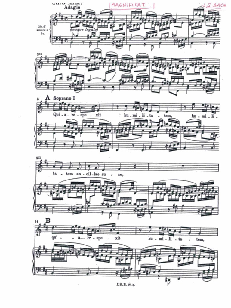 Bach, JS - Magnificat - Quia Respexit | PDF