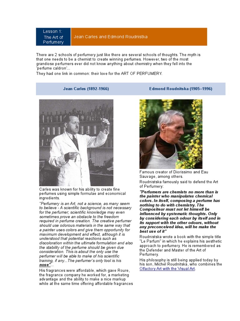 Lesson 1: The Art of Perfumery Jean Carles and Edmond Roudnistka ...