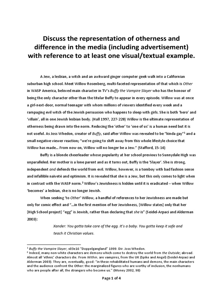 Discuss The Representation of Otherness and Difference in The Media ...
