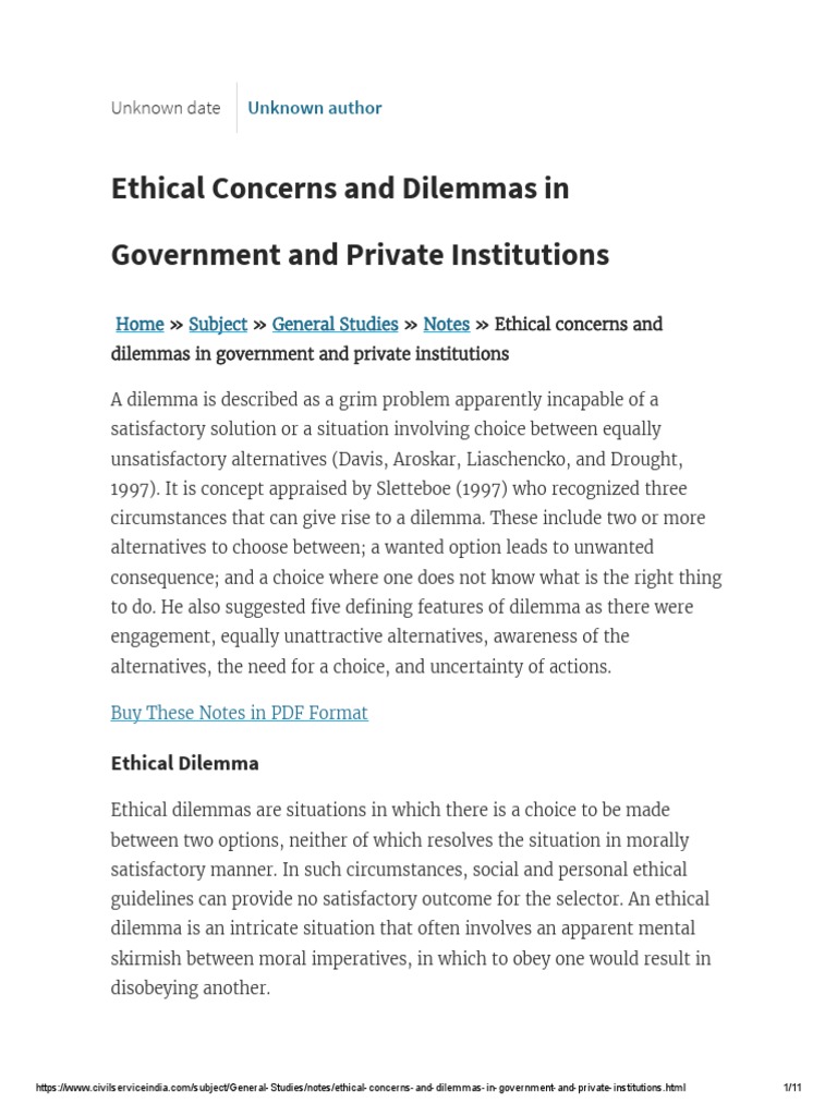 Ethical Dilemmas in Governance and Business | PDF | Corporate Social ...