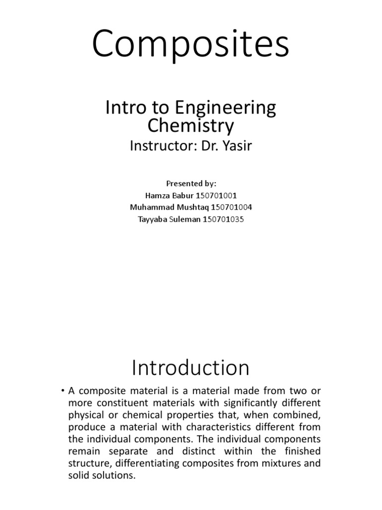 Composites: Intro To Engineering Chemistry | PDF | Composite Material ...