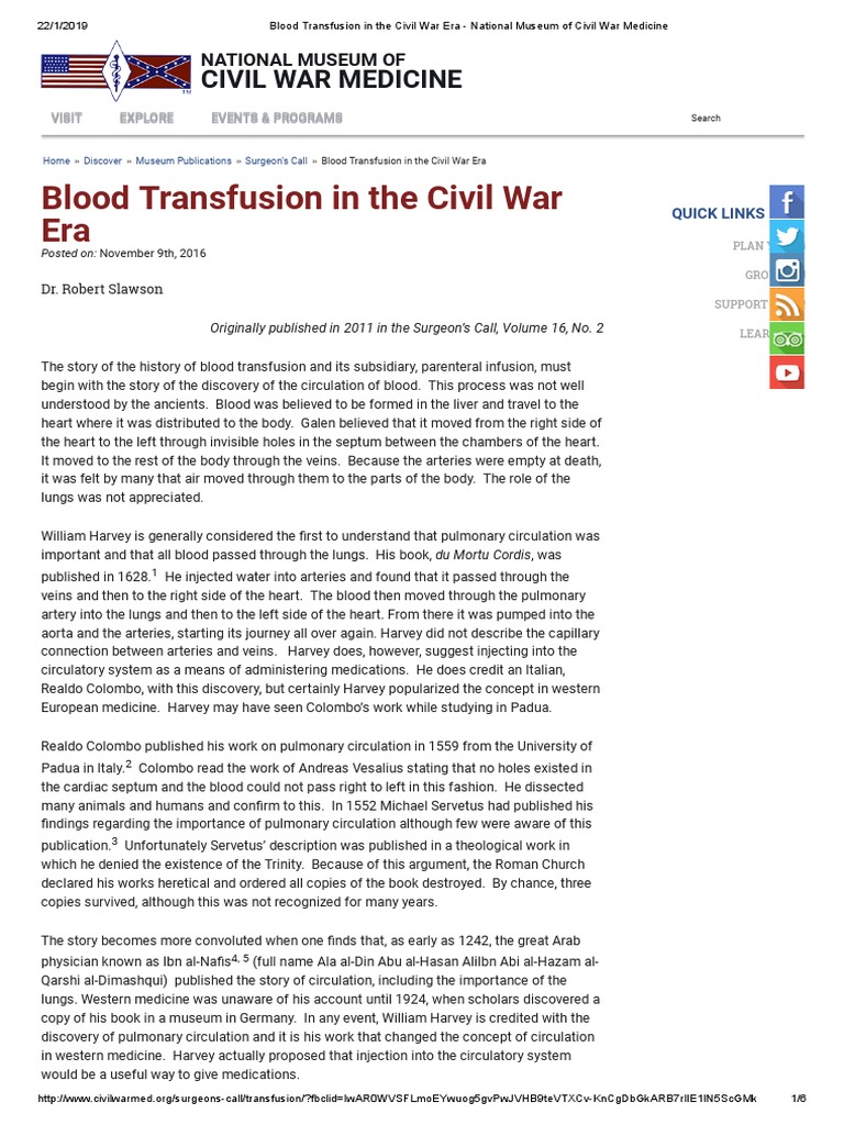 Slawson - 2016 - Blood Transfusion in The Civil War Era - National ...