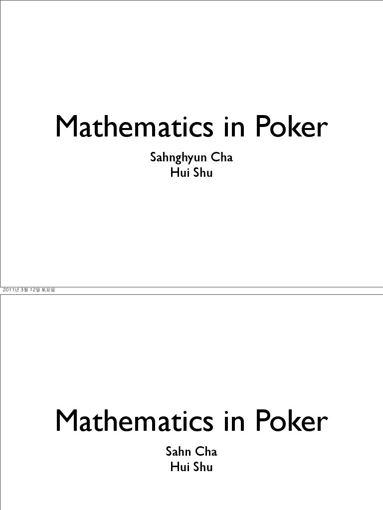 Mathematics in Poker | PDF | Gambling | Games Of Mental Skill