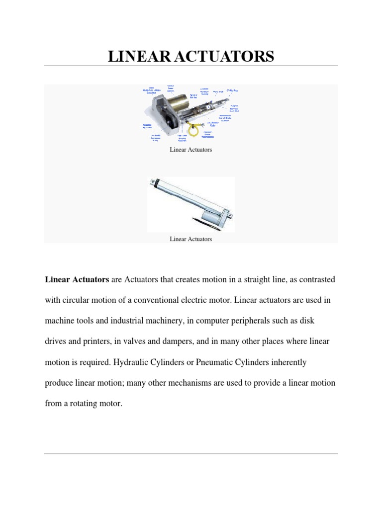 Linear Actuators | PDF | Actuator | Machines