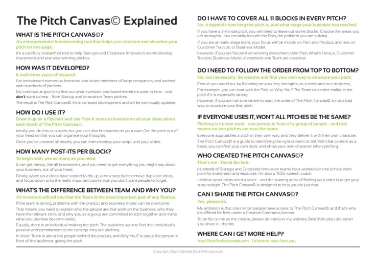 The-Pitch-Canvas©-Explained_V3.pdf | PDF | Startup Company | Small ...