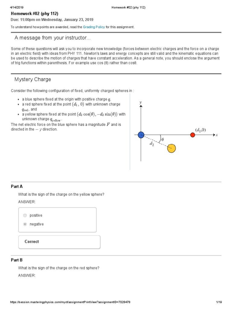 Homework #02 (Phy 112) Solutions | PDF | Electric Field | Electric Charge
