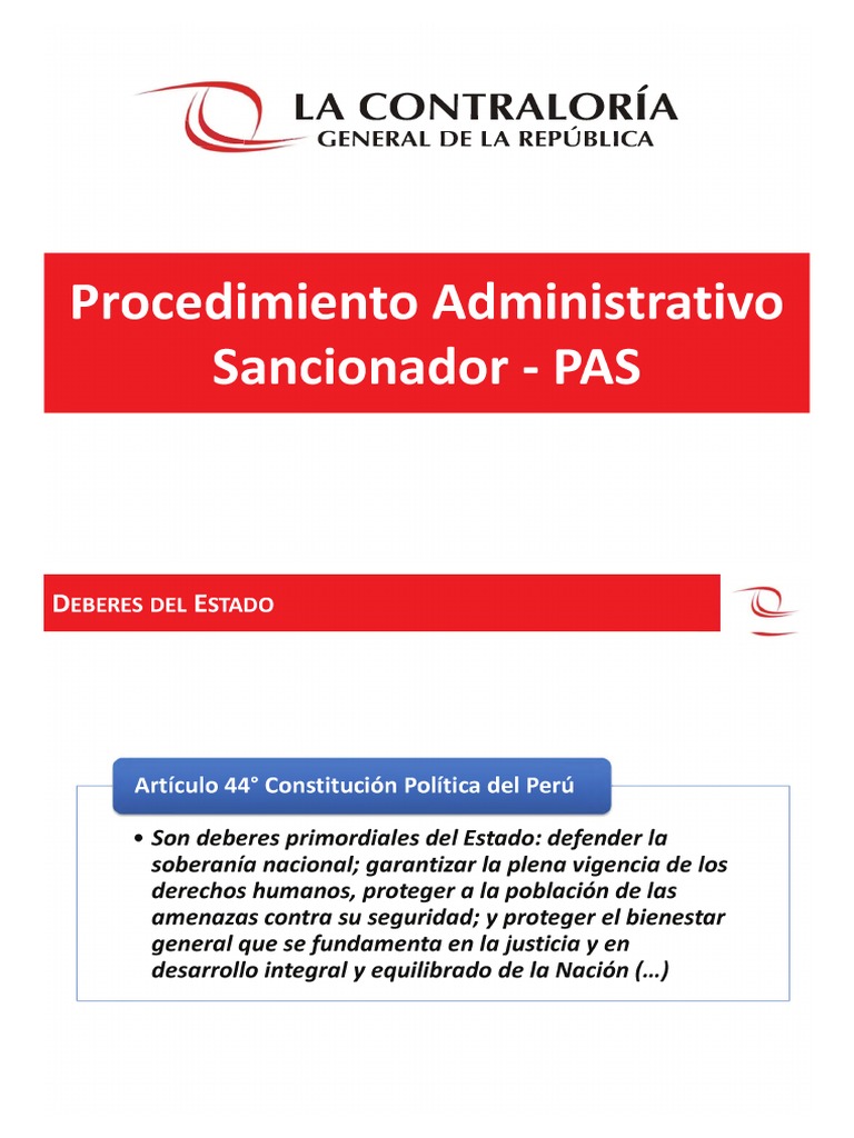 Contraloría - Procedimiento Administrativo Sancionador - PAS PDF | PDF | Administración Pública ...