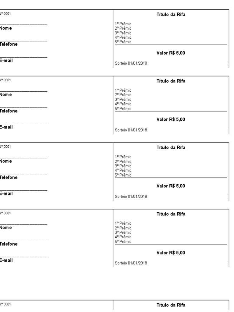 Modelo de Rifa para Imprimir - Modelos Prontos🐍 Descubra o universo ...