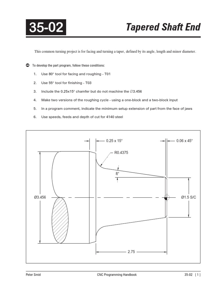 CNC Tapered Shaft Turning Guide | PDF | Technology & Engineering