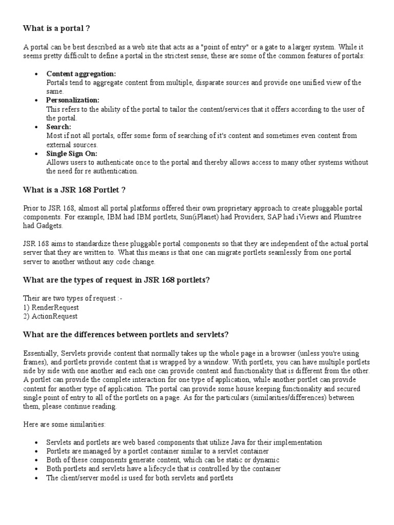 What Is A Portal ?: Content Aggregation | PDF | Java Servlet | Web Server