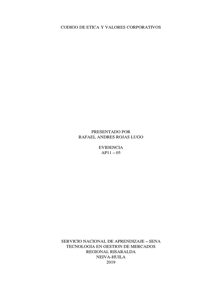 Código de Ética y Valores Corporativos | PDF | Calidad (comercial ...