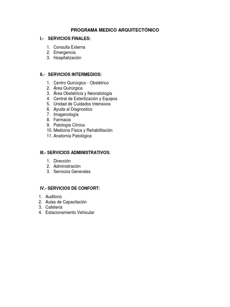 Programa Médico Arquitectónico Integral | PDF | Relaciones personales ...