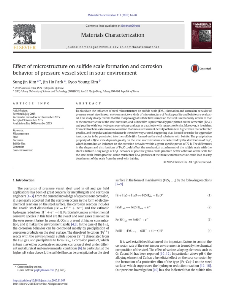 Effect of Microstructure On Sulfide Scale Formation and Corrosion ...