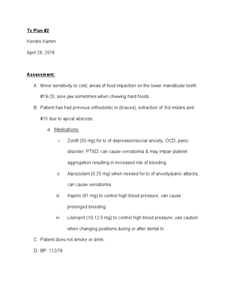 TX Plan | PDF | Dentistry | Dentistry Branches