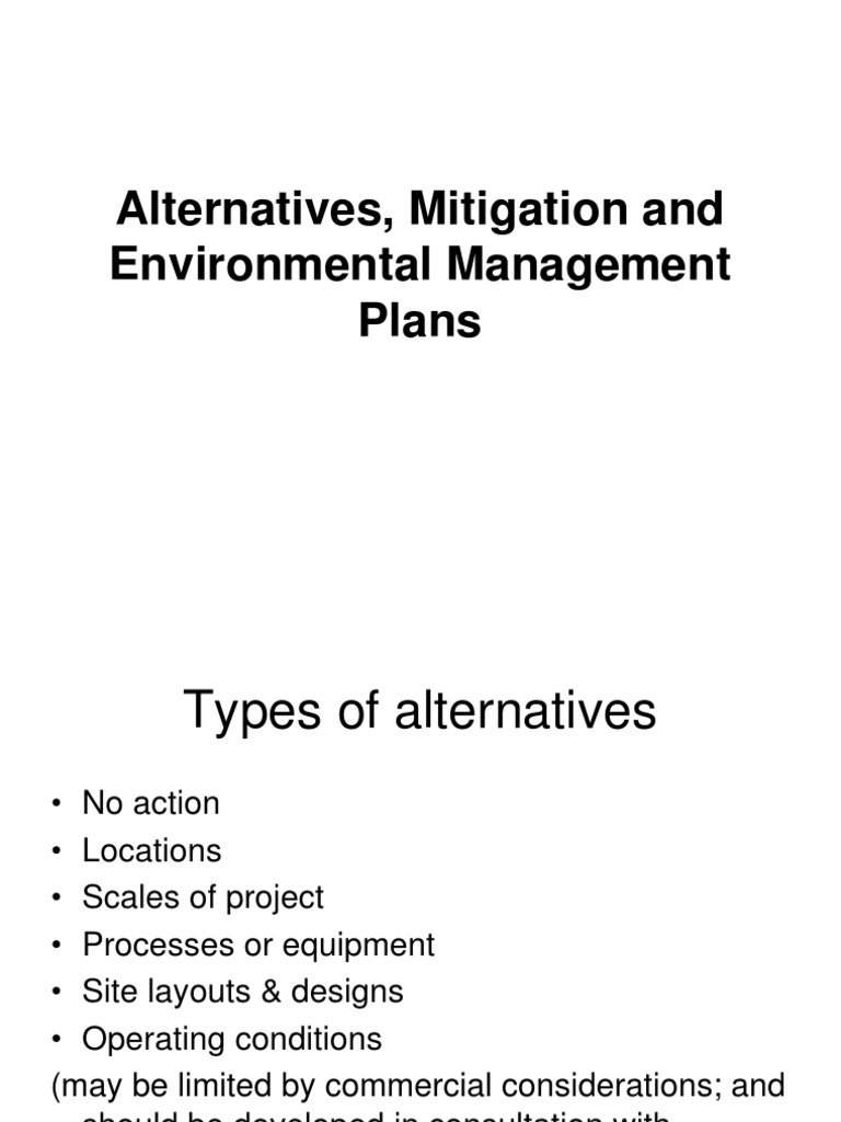 Alternatives, Mitigation and Environmental Management Plans | PDF ...