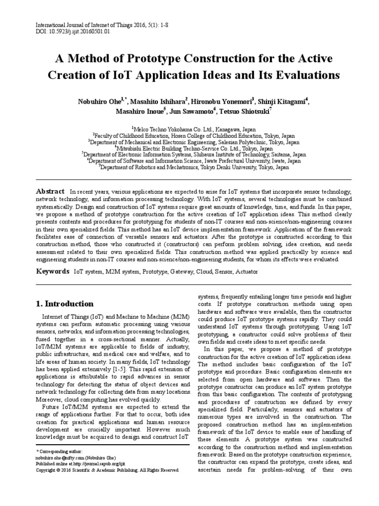 A Method of Prototype Construction For The Active Creation of Iot ...
