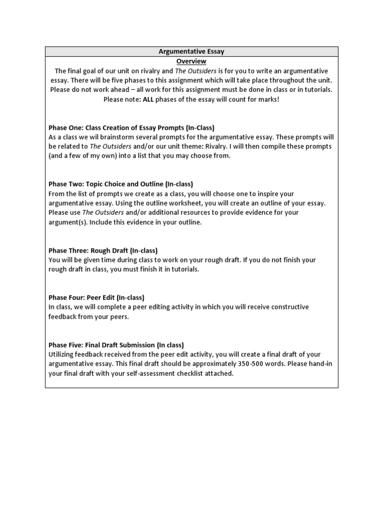 Argumentative Essay Assignment | PDF | Essays | Cognition