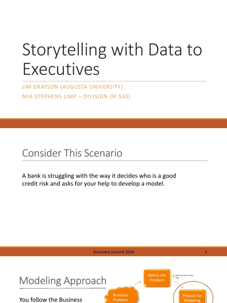 Storytelling With Data To Executives 09212016 Pdf Jmp Statistical