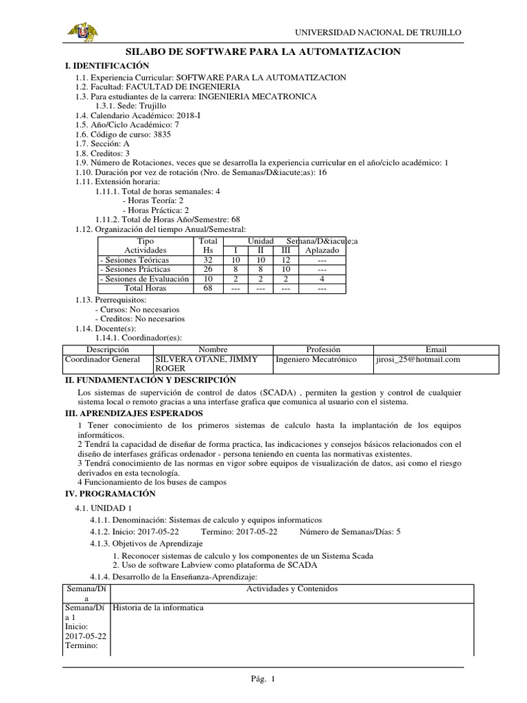 Silabus Software | PDF | Scada | Automatización Silabus Software | PDF | Scada | Automatización