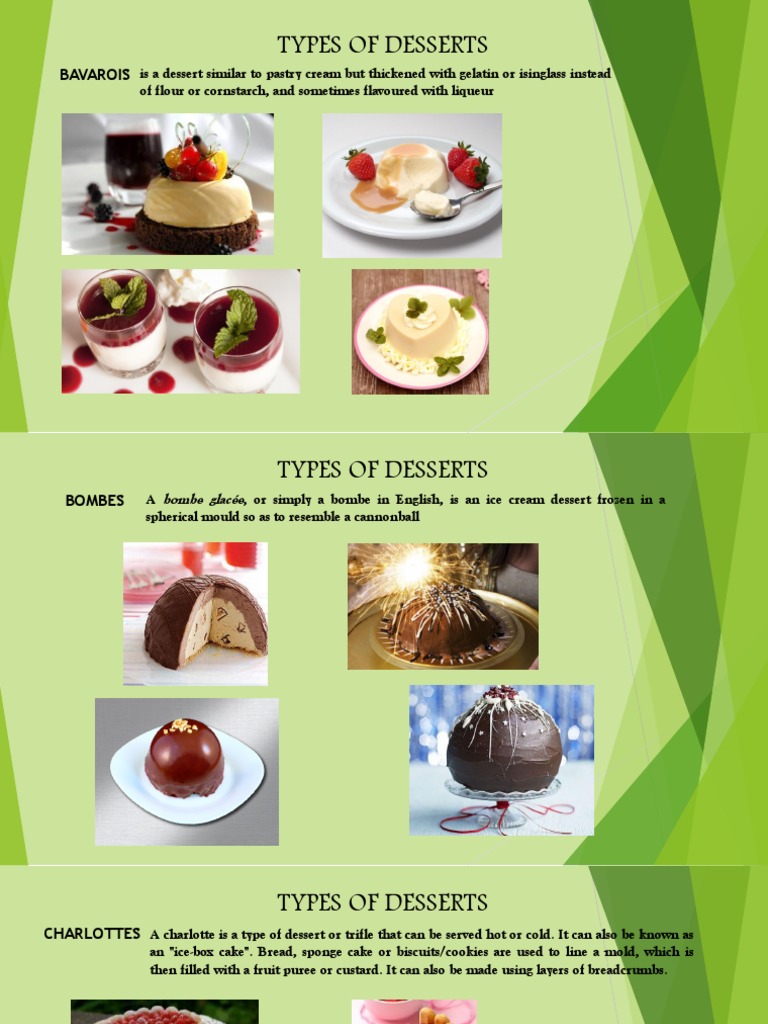 Types of Desserts | PDF | Desserts | Custard
