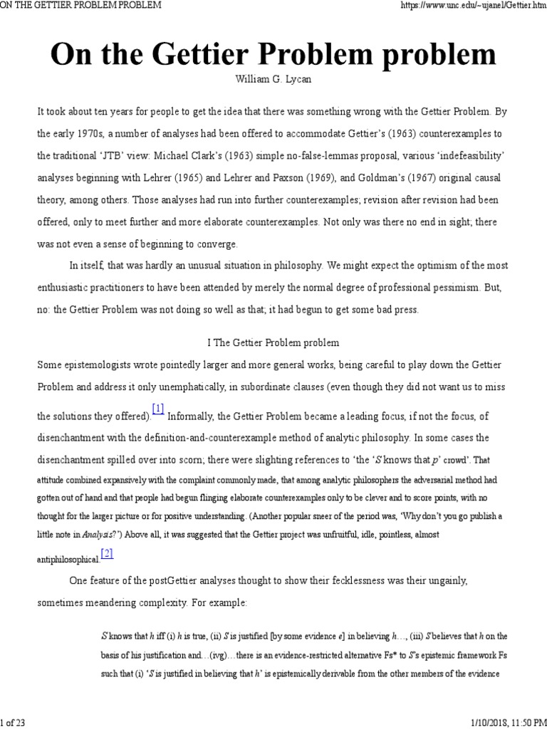 Gettier Problem Problem | PDF | Theory Of Justification | Epistemology