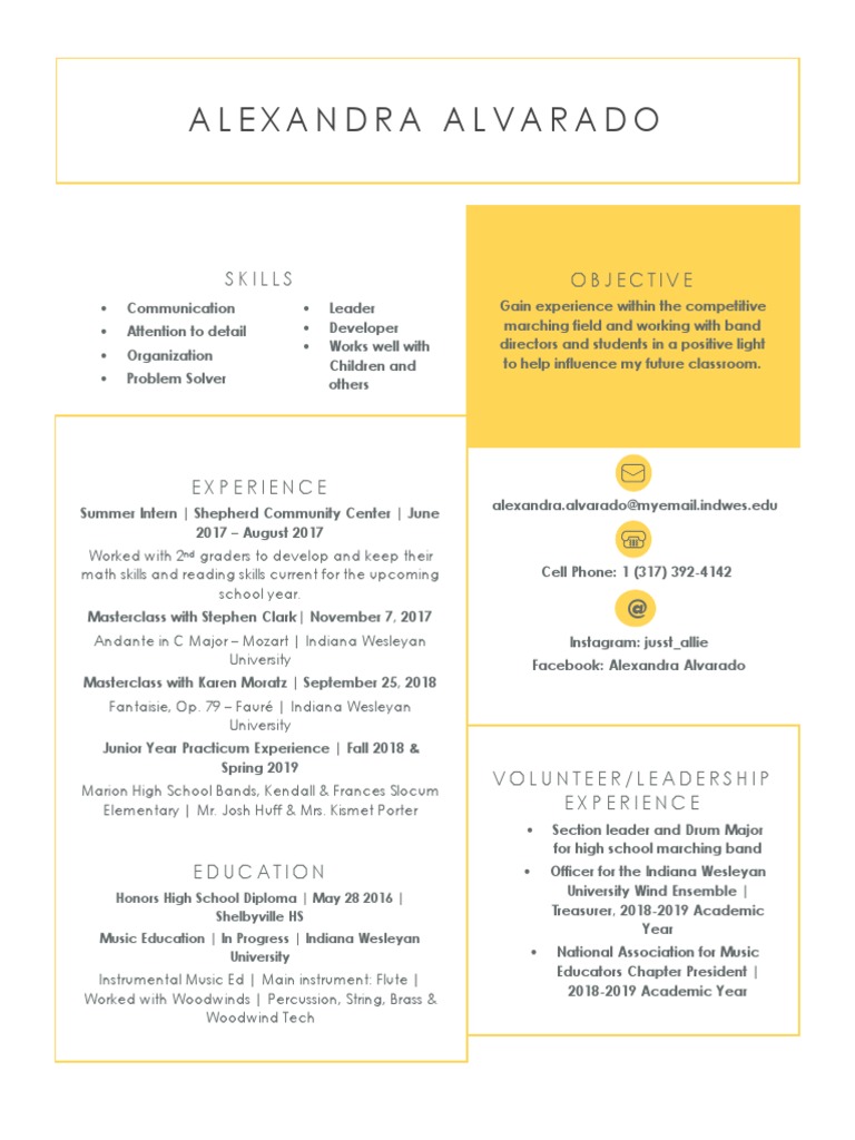 Alexandra Alvarado - Resume | PDF | Musical Groups | Performing Arts