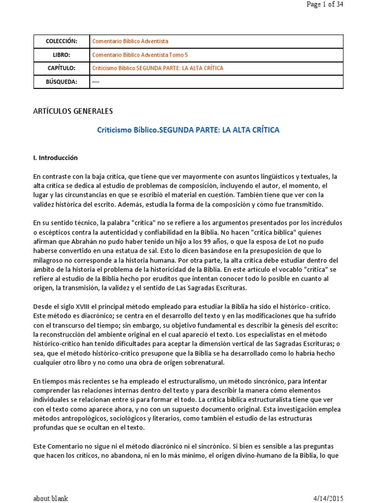 La Alta Critica | PDF | Libro de Isaías | Filisteos