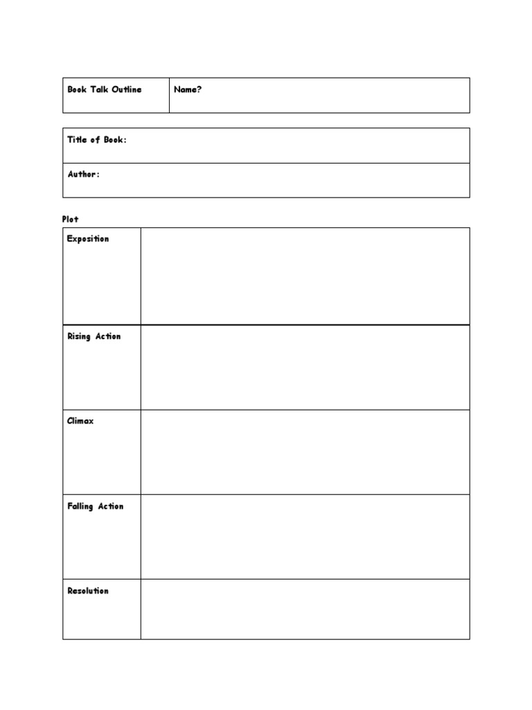 Book Talk Outline Template | PDF