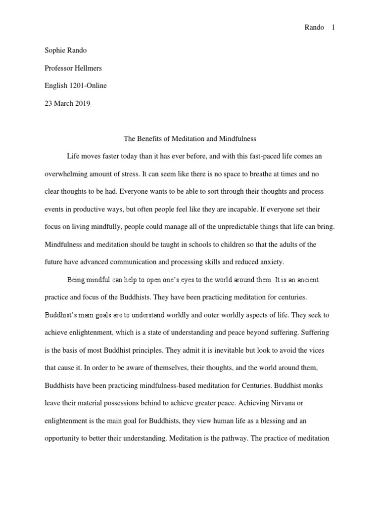 Mindfulness and Meditation Essay | Download Free PDF | Mindfulness ...