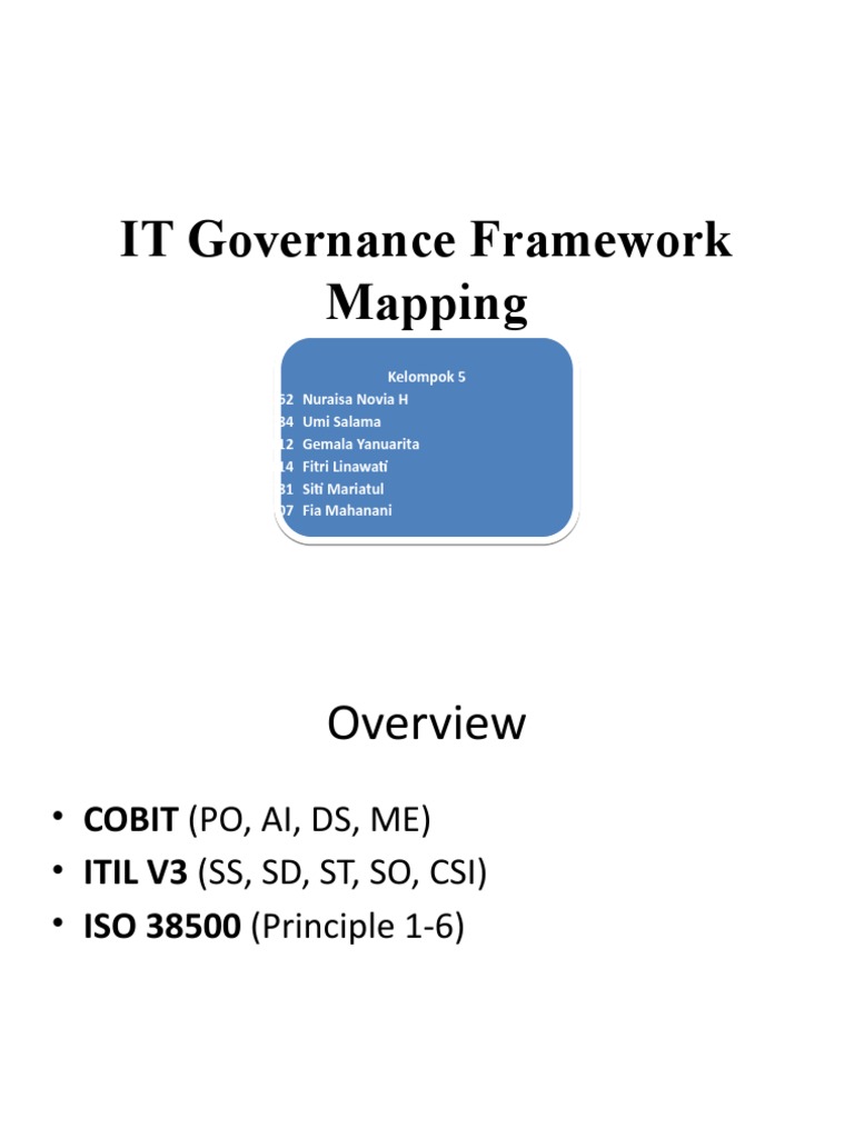 IT Governance Framework Mapping Guide | PDF | Cobit | Itil